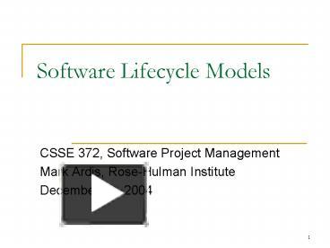 Software Lifecycle Models presentation | free to view
