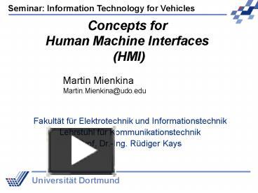 Concepts for Human Machine Interfaces (HMI) presentation | free to view
