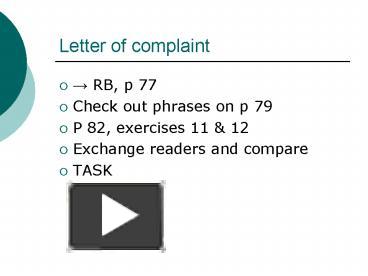 Letter of complaint presentation | free to view