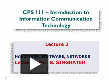 CPS 111 presentation | free to view