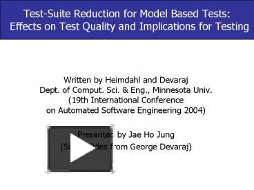 Test-Suite Reduction for Model Based Tests: Effects on Test Quality and ...