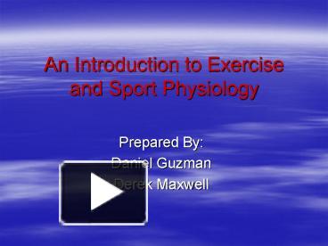 An Introduction to Exercise and Sport Physiology presentation | free to ...