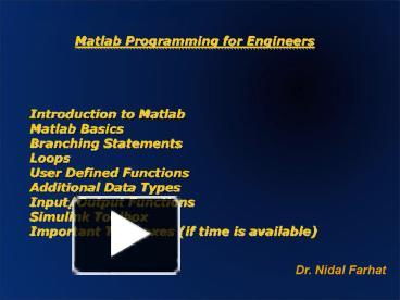 PPT – Matlab Programming for Engineers PowerPoint presentation | free ...