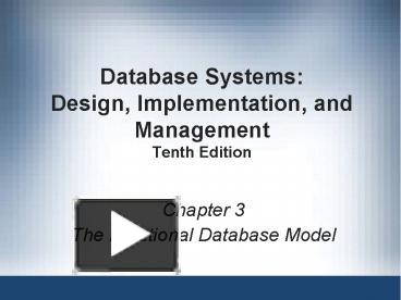 Database Systems: Design, Implementation, and Management Tenth Edition ...
