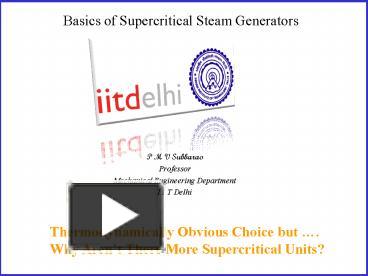 Basics of Supercritical Steam Generators presentation | free to view