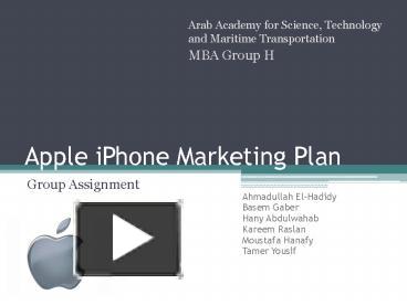 Apple iPhone Marketing Plan presentation | free to view