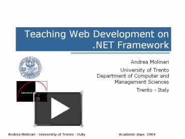 PPT – Teaching Web Development on .NET Framework PowerPoint ...