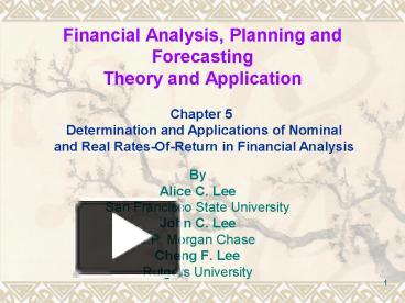 Financial Analysis, Planning and Forecasting Theory and Application ...