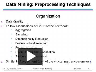 Data Mining: Preprocessing Techniques presentation | free to download