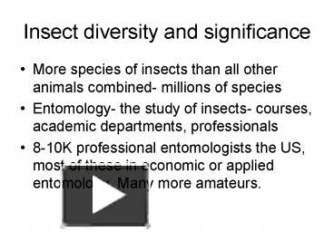 Insect diversity and significance presentation | free to view