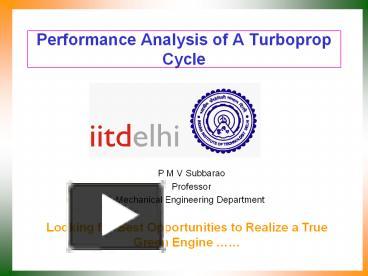 PPT – Performance Analysis of A Turboprop Cycle PowerPoint presentation ...