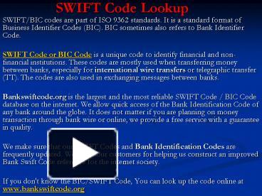 PPT – SWIFT Code Lookup PowerPoint presentation | free to download - id ...
