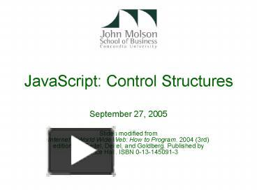 JavaScript: Control Structures presentation | free to view