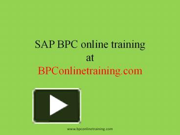 PPT – SAP BPC Online Training PowerPoint presentation | free to ...