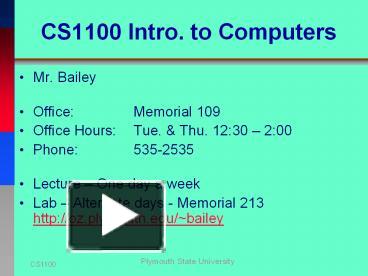 PPT – CS1100 Intro. to Computers PowerPoint presentation | free to ...