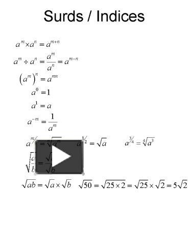 PPT – Surds / Indices PowerPoint presentation | free to view - id ...