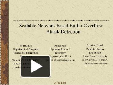 PPT – Scalable Network-based Buffer Overflow Attack Detection ...