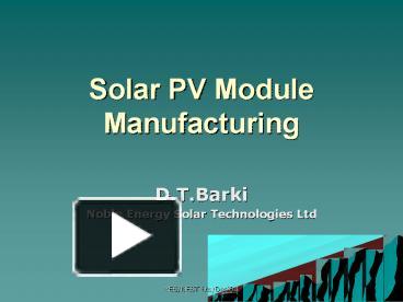 Solar PV Module Manufacturing presentation | free to download