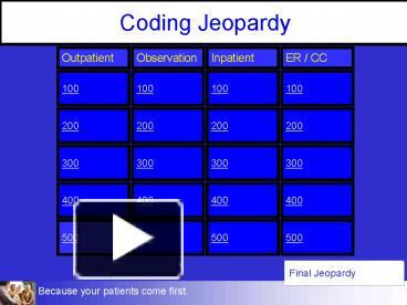 Coding Jeopardy presentation | free to view