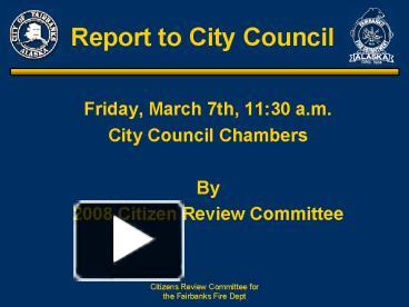 PPT – Report to City Council PowerPoint presentation | free to view ...