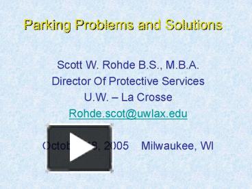 Parking Problems and Solutions presentation | free to view