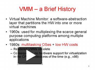 VMM presentation | free to view