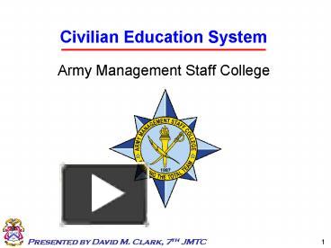 Army Management Staff College presentation | free to view