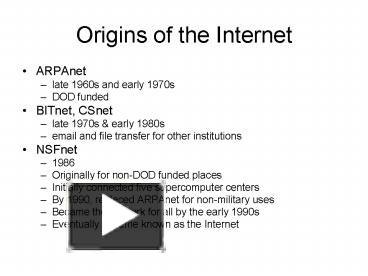 Origins of the Internet presentation | free to view