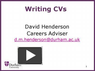 PPT – Writing CVs PowerPoint presentation | free to view - id: 504c99-YmVlN