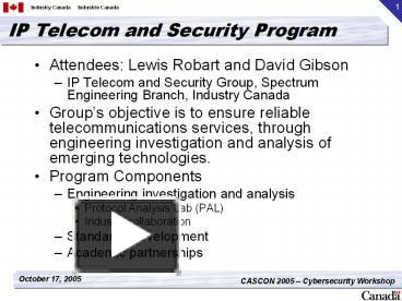PPT – IP Telecom and Security Program PowerPoint presentation | free to ...