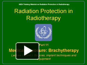 Radiation Protection in Radiotherapy presentation | free to view