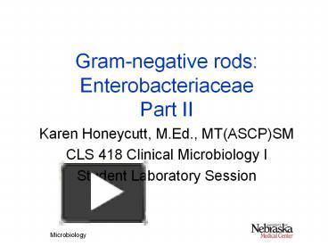PPT – Gram-negative rods: Enterobacteriaceae Part II PowerPoint ...