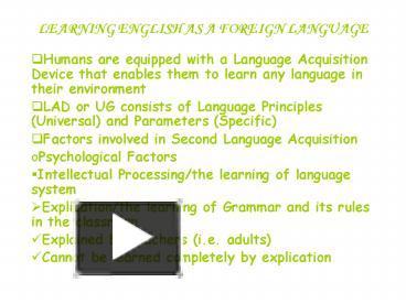 LEARNING ENGLISH AS A FOREIGN LANGUAGE presentation | free to download