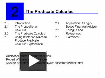 PPT – The Predicate Calculus PowerPoint presentation | free to download ...