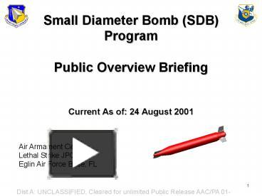 Small Diameter Bomb (SDB) Program Public Overview Briefing Current As ...
