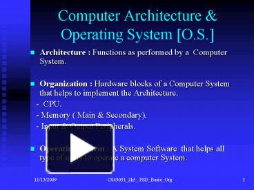 PPT – Computer Architecture PowerPoint presentation | free to view - id ...