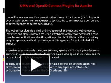 PPT – UMA and OpenID Connect Plugins for Apache PowerPoint presentation ...
