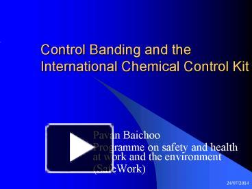 Control Banding and the International Chemical Control Kit presentation ...