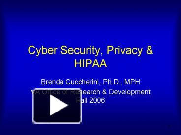 Cyber Security, Privacy presentation | free to view