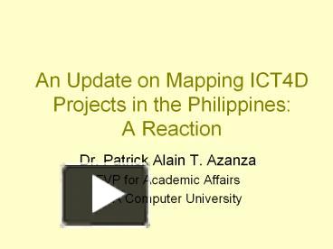 PPT – An Update on Mapping ICT4D Projects in the Philippines: A ...