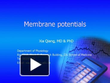 PPT – Membrane potentials PowerPoint presentation | free to view - id ...