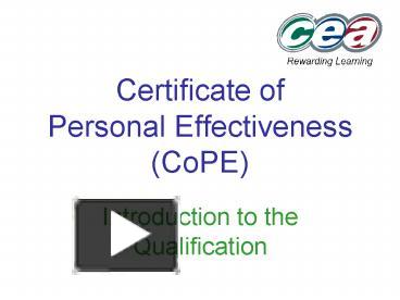 PPT – Certificate of Personal Effectiveness (CoPE) PowerPoint ...