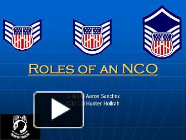 Roles of an NCO presentation | free to view