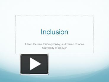 Inclusion presentation | free to view