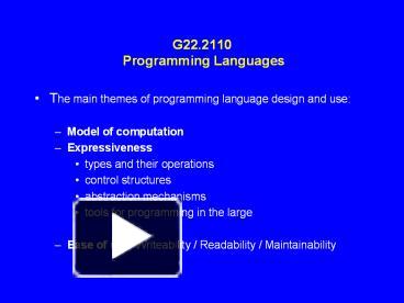 PPT – G22.2110 Programming Languages PowerPoint presentation | free to ...