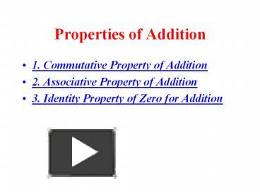PPT – Properties of Addition PowerPoint presentation | free to download ...