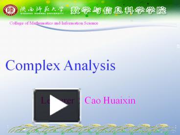 Complex Analysis presentation | free to view