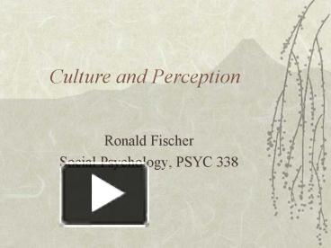 Culture and Perception presentation | free to view