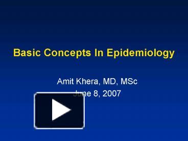 Basic Concepts In Epidemiology presentation | free to view
