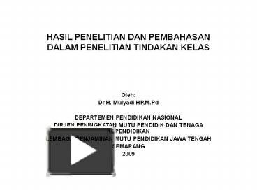 HASIL PENELITIAN DAN PEMBAHASAN DALAM PENELITIAN TINDAKAN KELAS ...